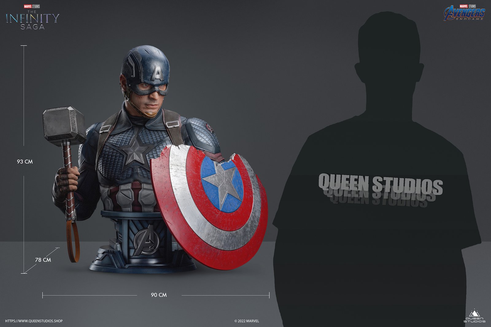 QUEEN STUDIOS LIFE SIZE CAPTAIN AMERICA BUST - Toyzone